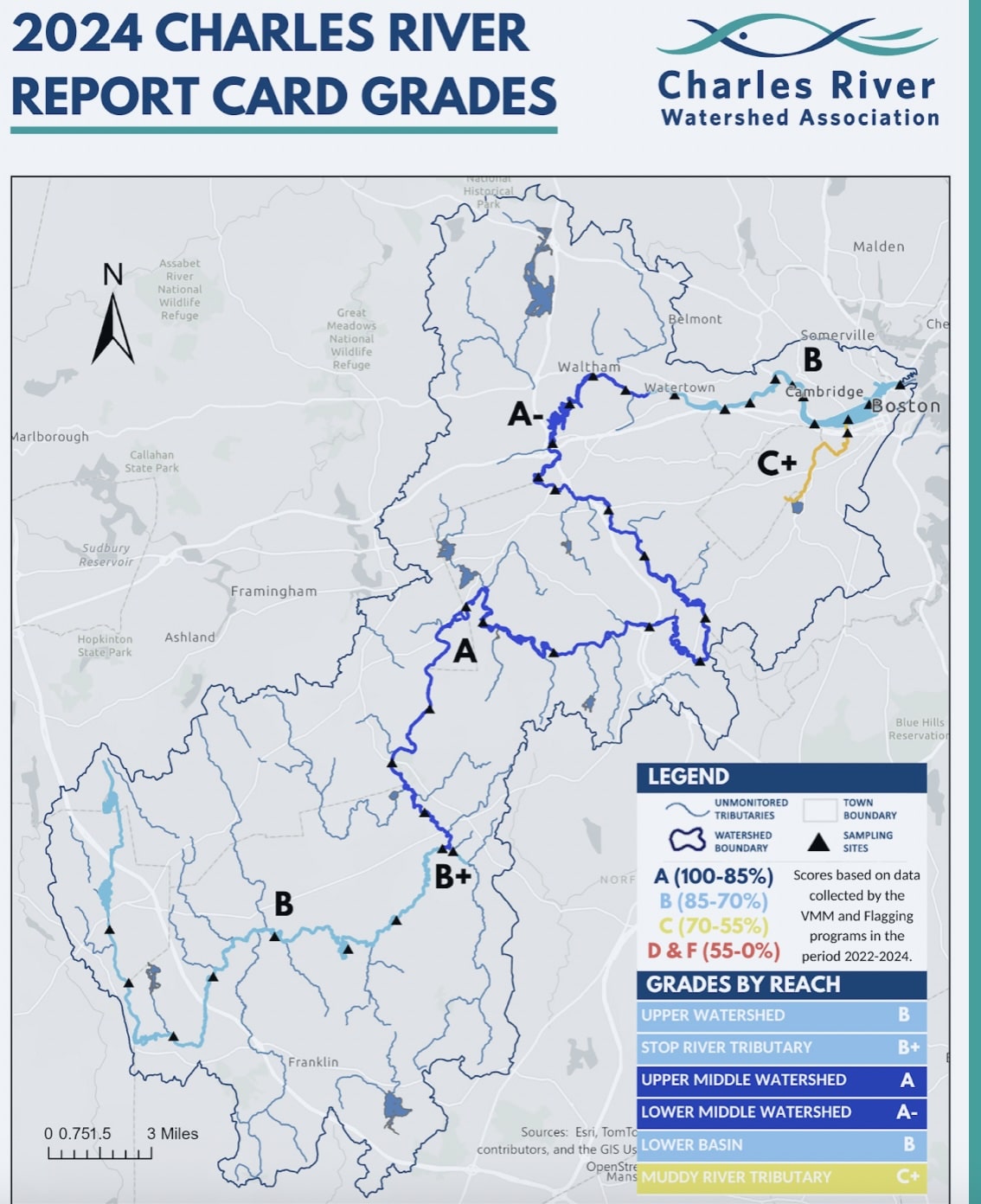 Water quality report card gives A- for the Charles River in Waltham ...